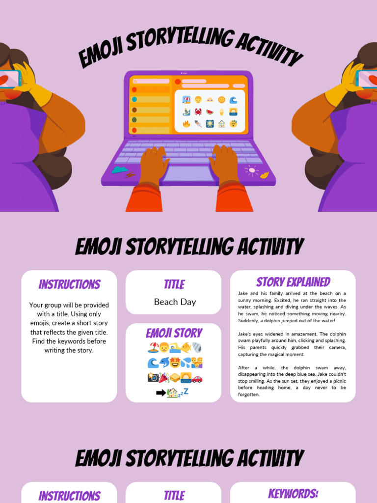 Emoji Storytelling Activity Group Work in Purple Illustrative Style | PDF