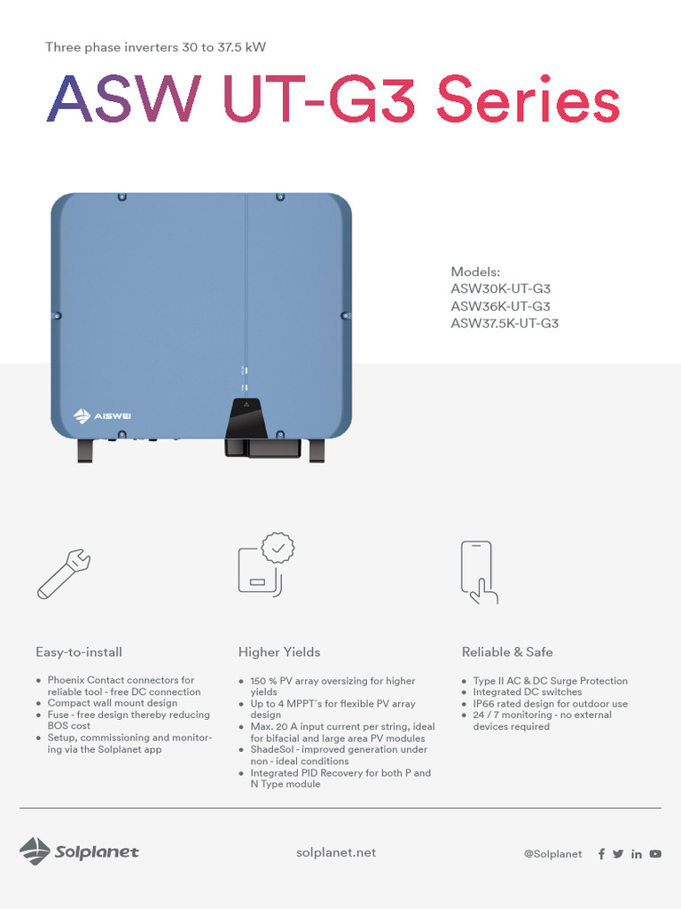 Datasheet - Solplanet - ASW 30K UT G3 | PDF | Alternating Current | Computer Engineering