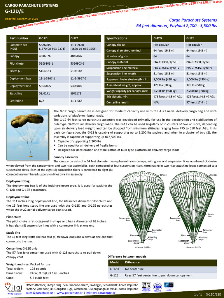 G-12DE Cargo Parachutes | PDF | Parachute | Aerospace Engineering