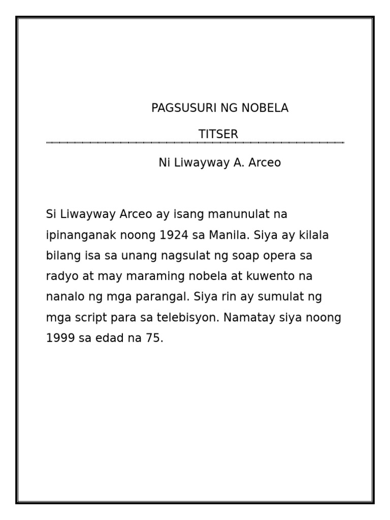 Pagsusuri NG Nobela | PDF