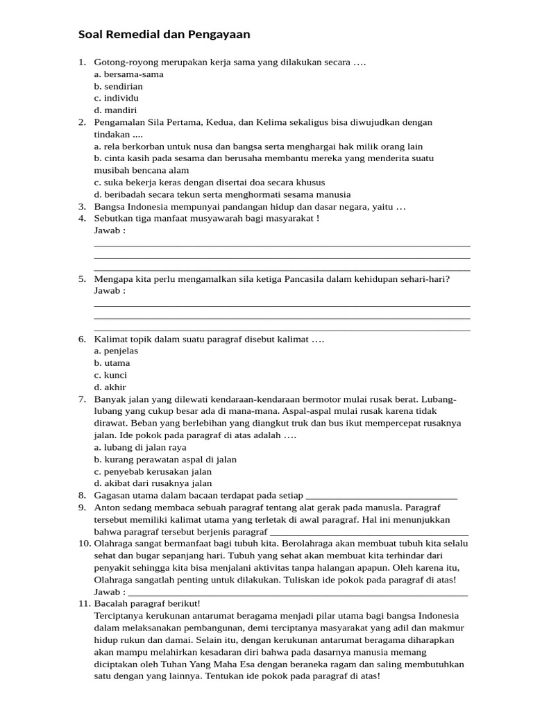 Soal Remedial Dan Pengayaan | PDF