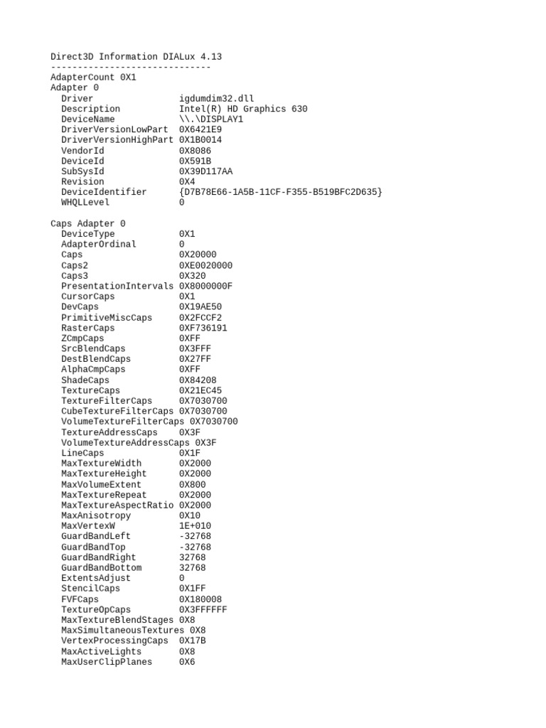 DIALux Direct3D Information | PDF | Software | Ibm Pc Compatibles