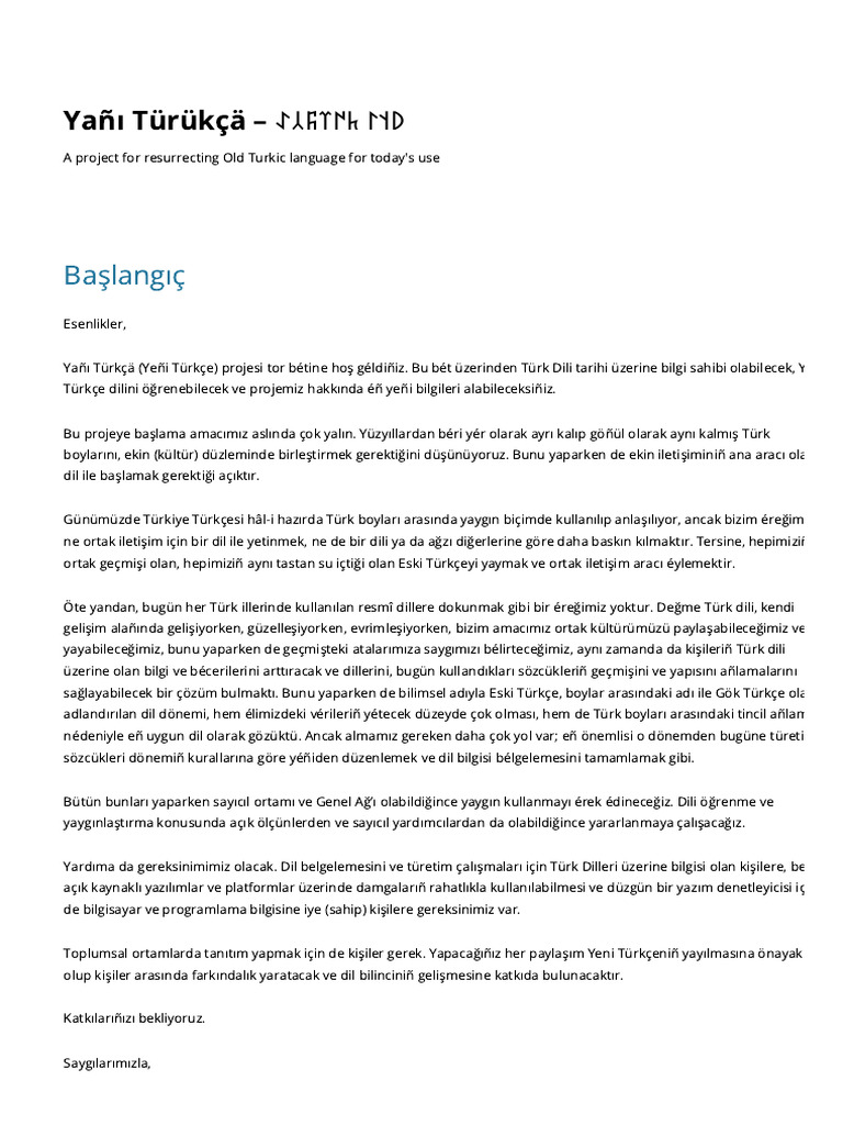 Yañı Türükçä – ??? ?????? _ A project for resurrecting Old Turkic ...