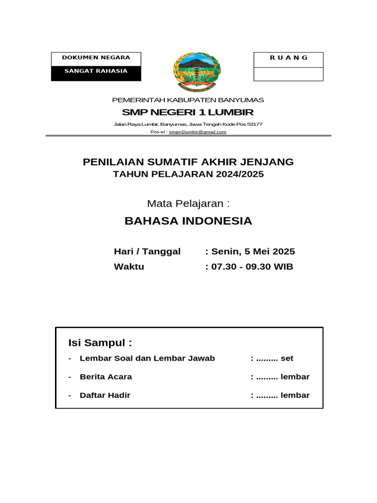 Etiket Sampul Soal Psaj 2024 | PDF
