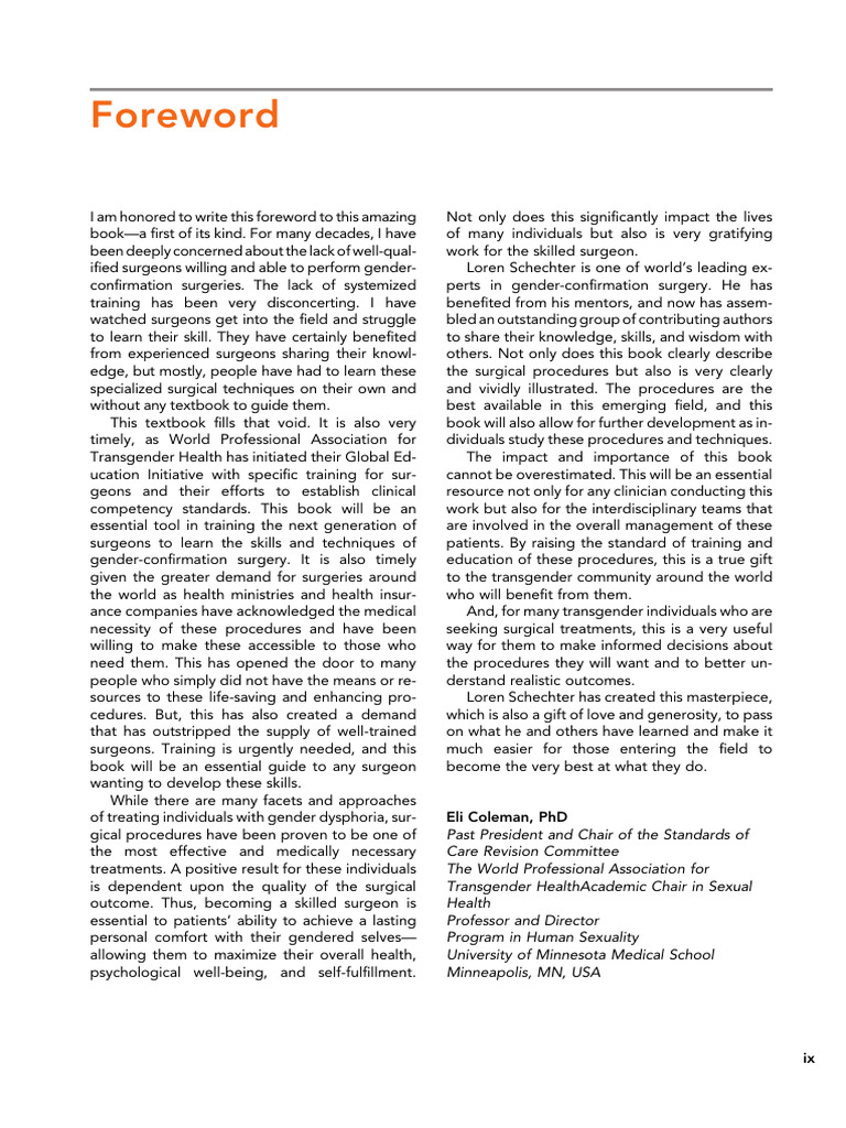 Foreword: Eli Coleman, PHD | PDF | Health Care | Medicine