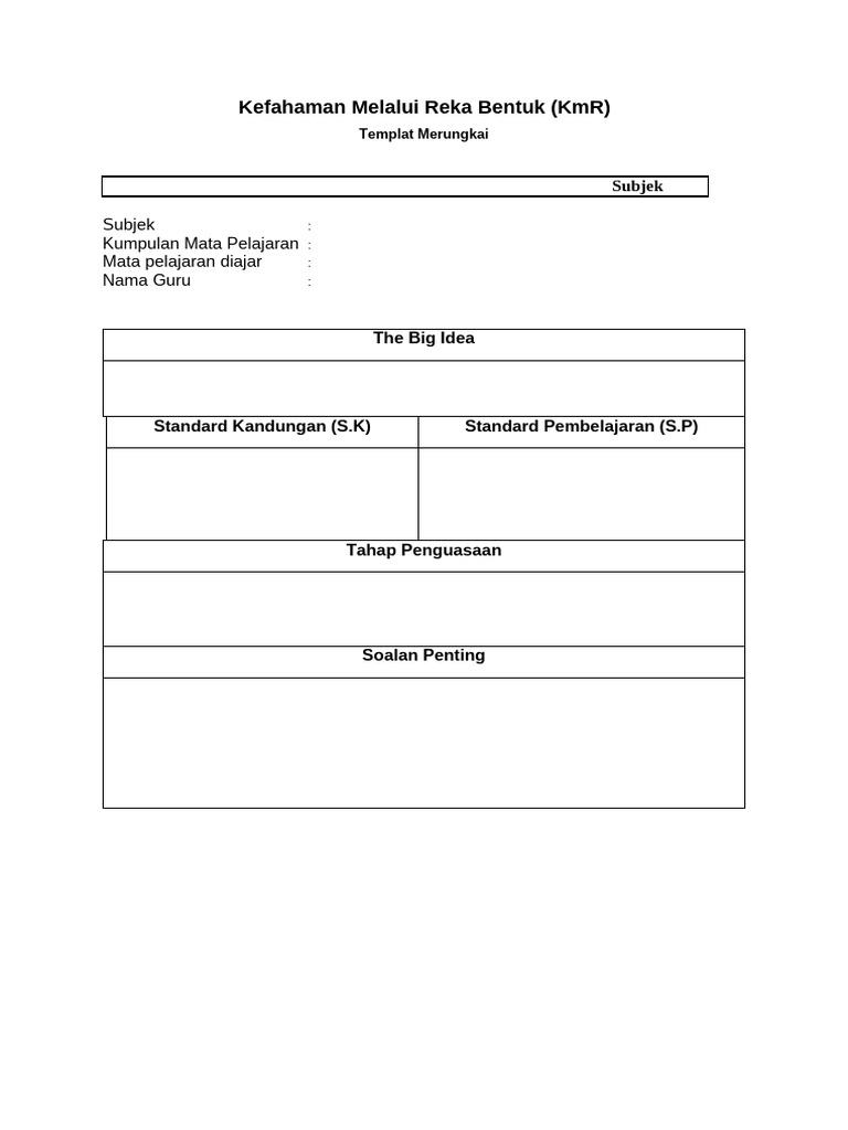 BORANG MERUNGKAI - Kefahaman Melalui Reka Bentuk | PDF