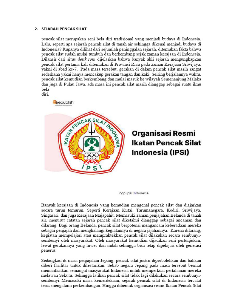 Sejarah Pencak Silat di Indonesia | PDF