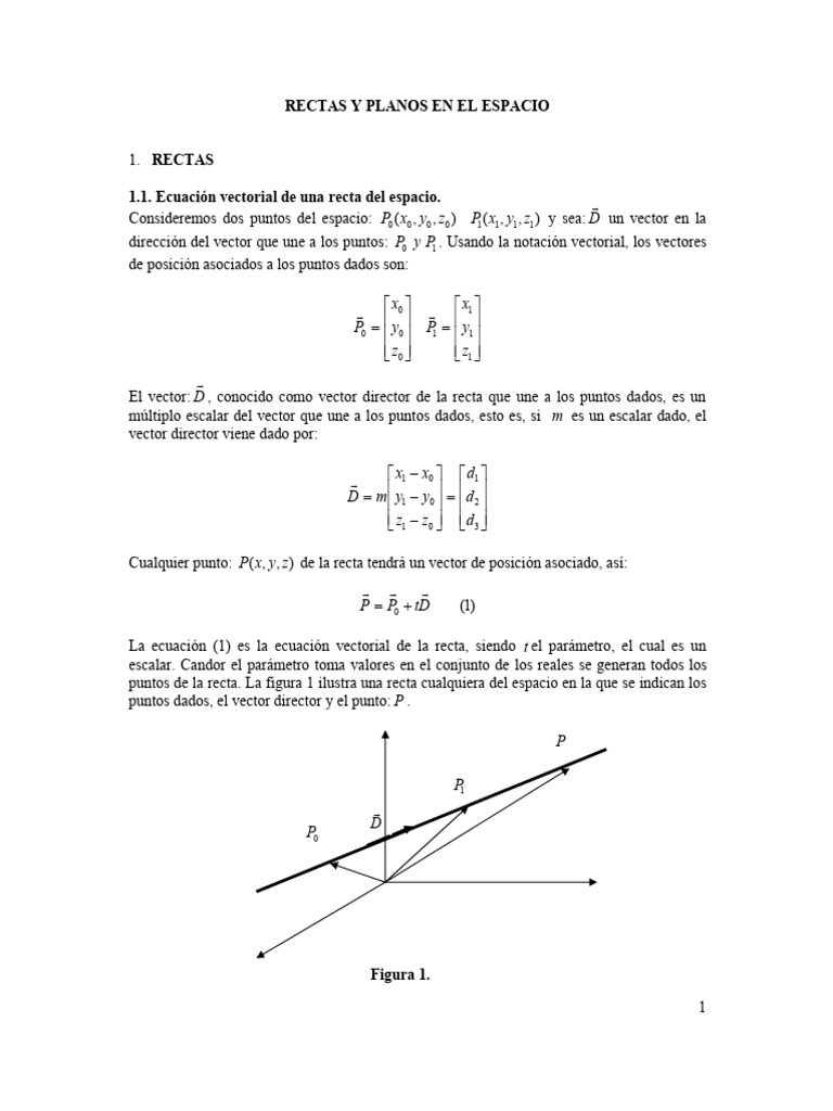 Rectas y Planos en El Espacio | PDF | Vector Euclidiano | Línea (geometría)