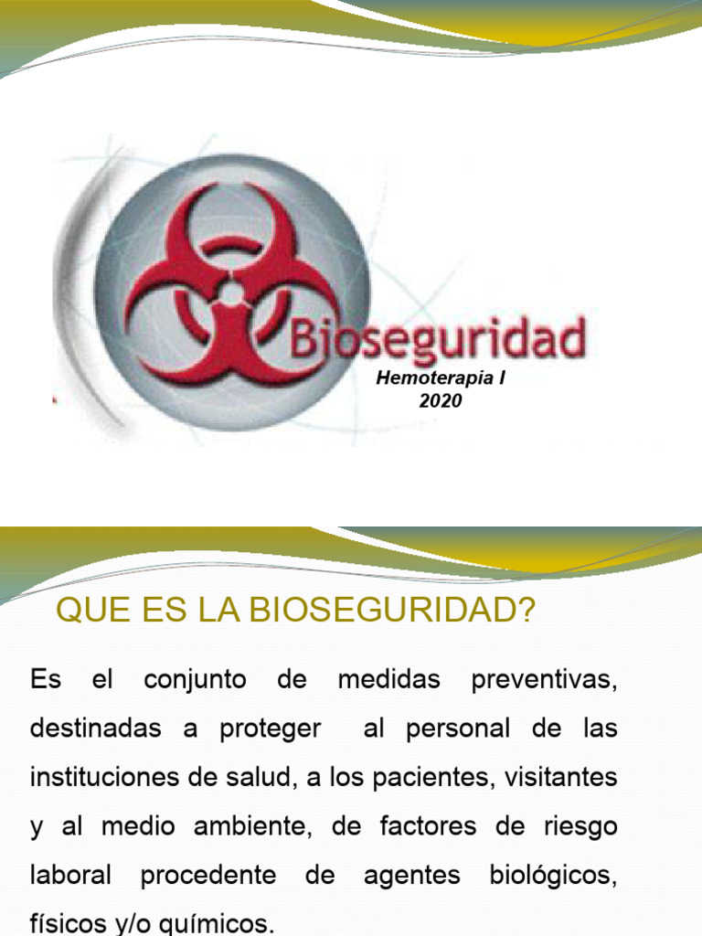 Clase 1, 23mar, Bioseguridad | PDF | Lavado de manos | Residuos