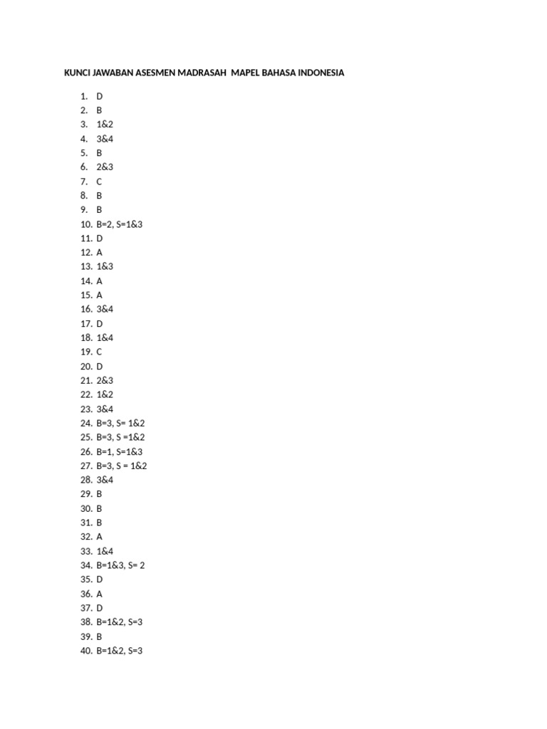 Kunci Jawaban Am Bindo 2024 | PDF