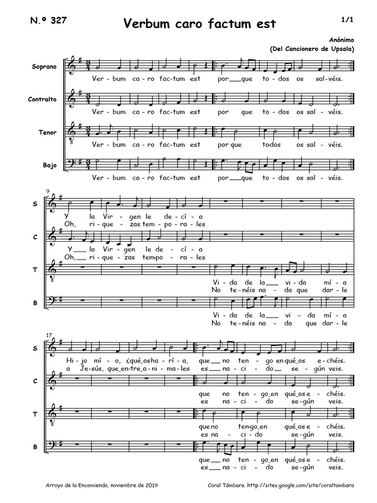 Partitura de Verbum Caro Factum Est | PDF