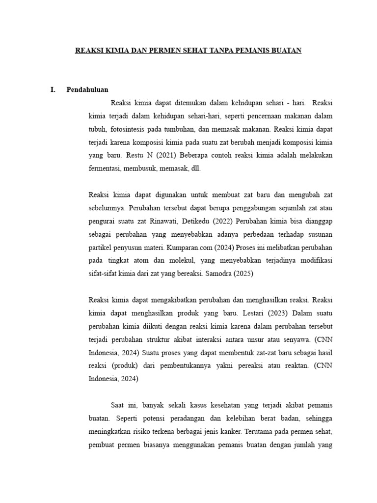 Reaksi Kimia Dan Permen Sehat Tanpa Pemanis Buatan | PDF