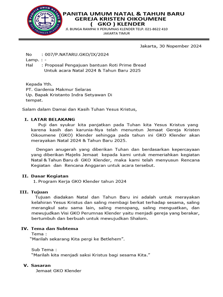 Proposal ROTI PRIME BREAD | PDF