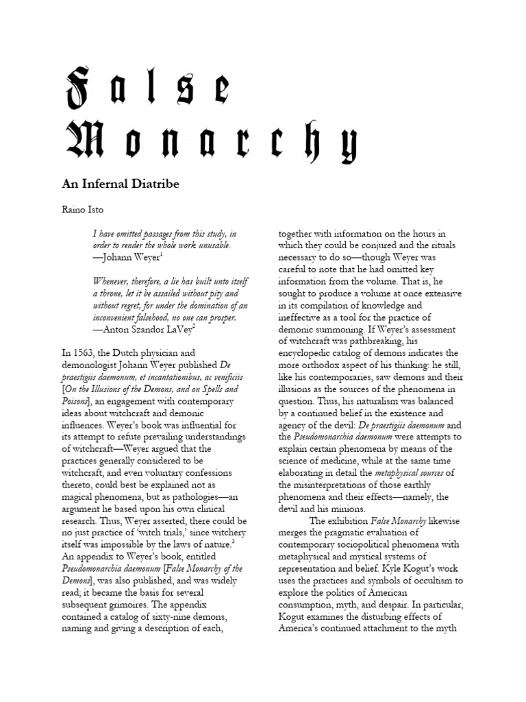 False Monarchy Catalog Text_full | PDF | Satanism