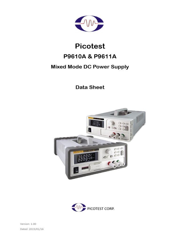 Picotest P9610A & P9611A Power Supply Data | PDF | Power Supply | Power ...