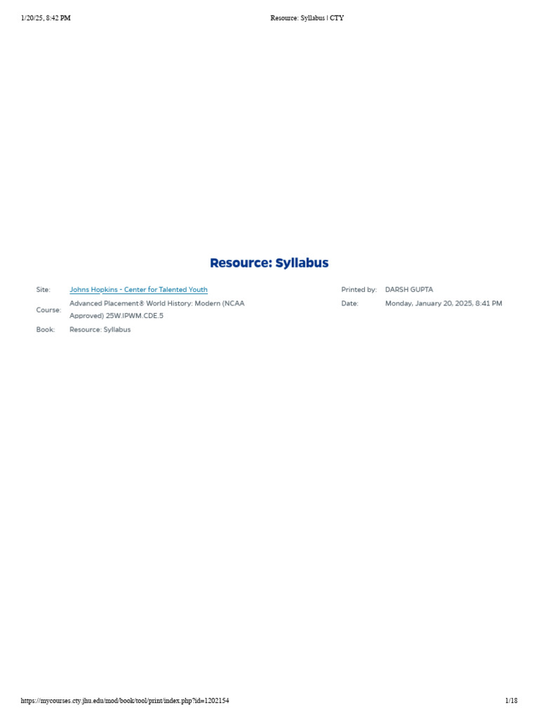 AP Modern World History Syllabus | PDF | Educational Technology | Learning