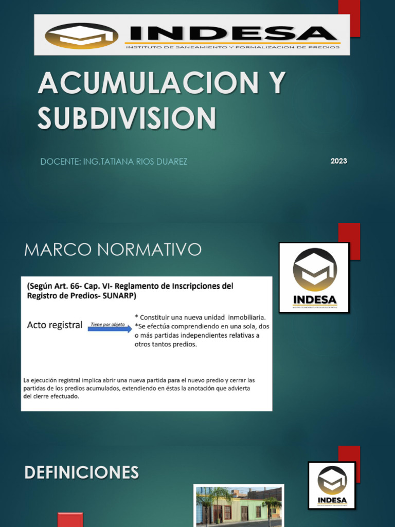 ACUMULACION Y SUBDIVISION | PDF | Derecho Civil (Common Law)