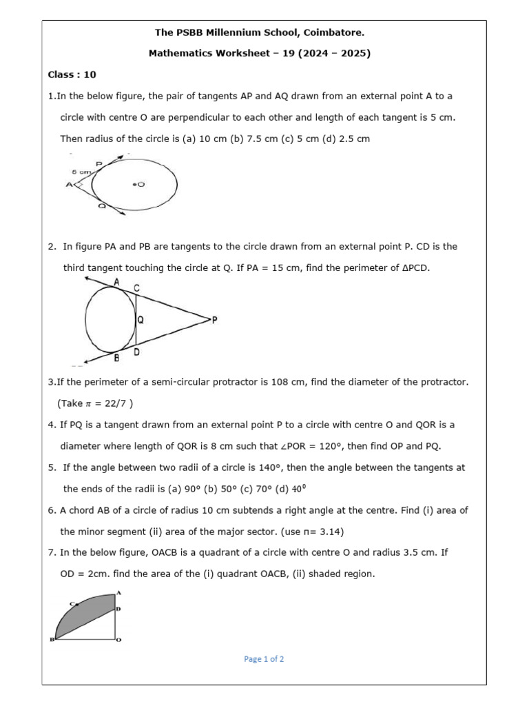 X STD Math WS-19 2024-251731404910 | PDF