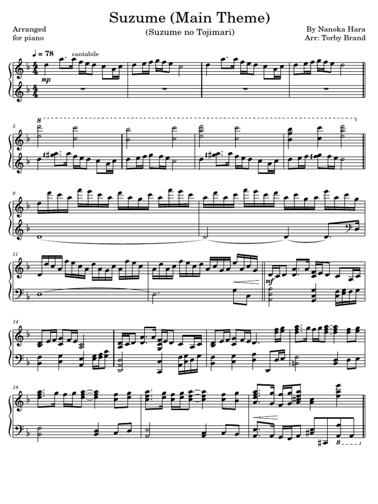Suzume Full Main Theme Suzume No Tojimari Pdf