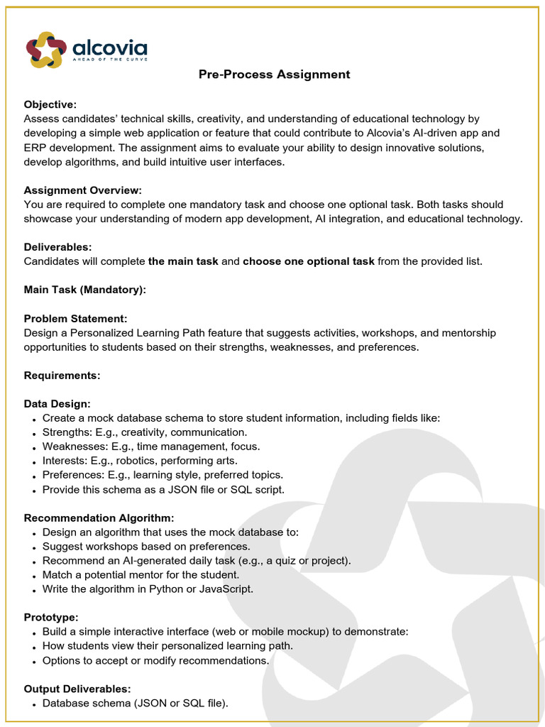 Alcovia_Preprocess Assignment | PDF | Usability | Databases