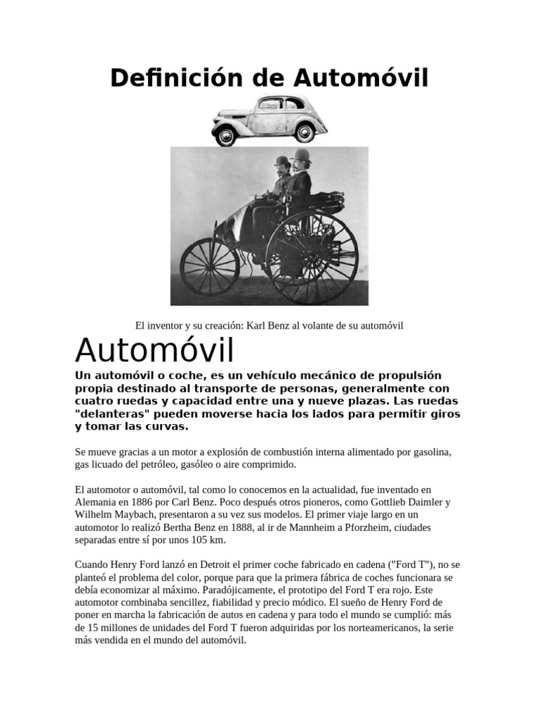 Definición y tipos de automóviles | PDF | Coche | Vehículo de motor