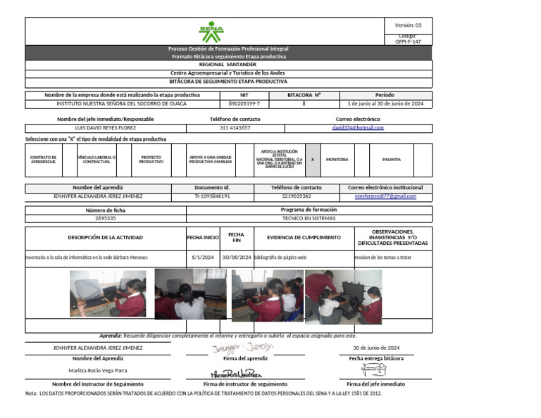 8.Bitacora Junio 2024 JJ | PDF