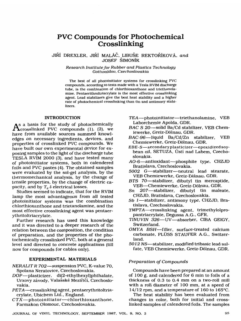 Optimal PVC Crosslinking with Photoinitiators | PDF | Extrusion ...