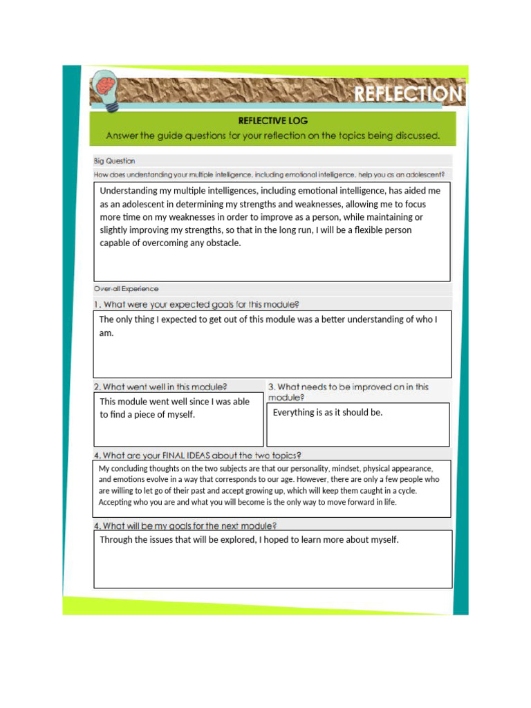 Reflective Log | PDF