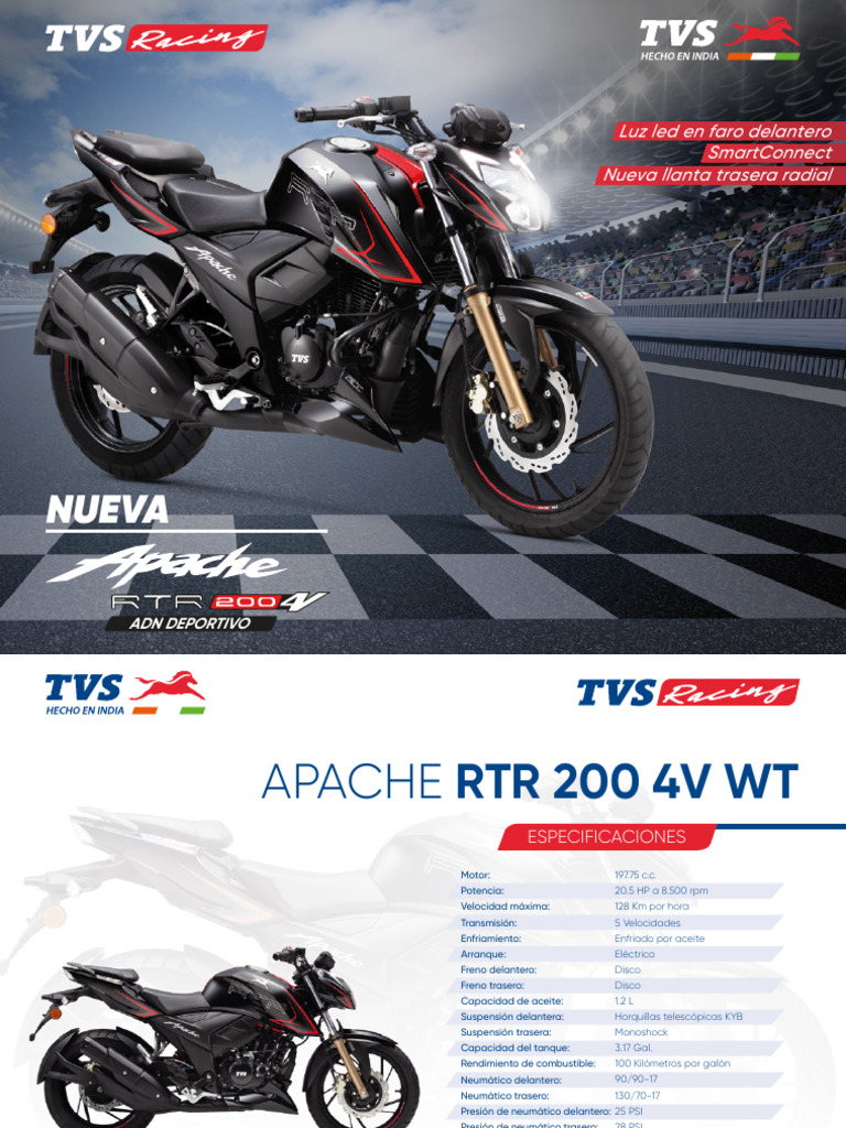Especificaciones Apache RTR 200 4V | PDF