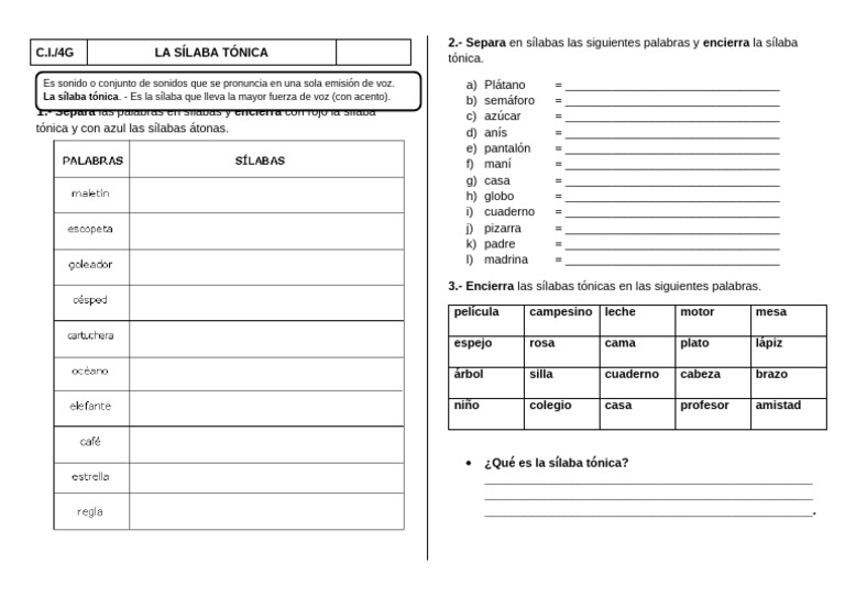 La Sílaba Tónica 4g-Ci | PDF