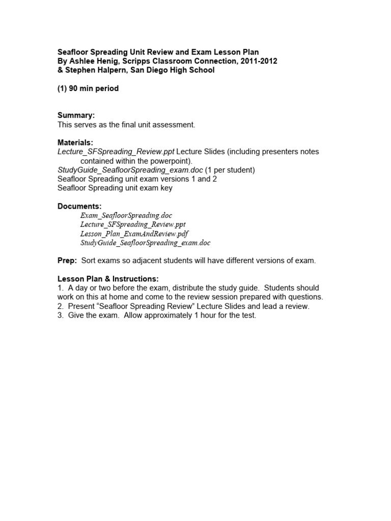 Lesson Plan Examandreview | PDF | Plate Tectonics | Geology