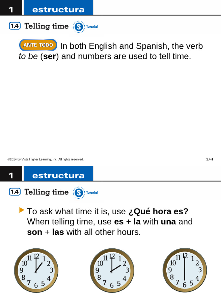 Spanish Telling Time Grammar | PDF | Linguistics | Language Mechanics