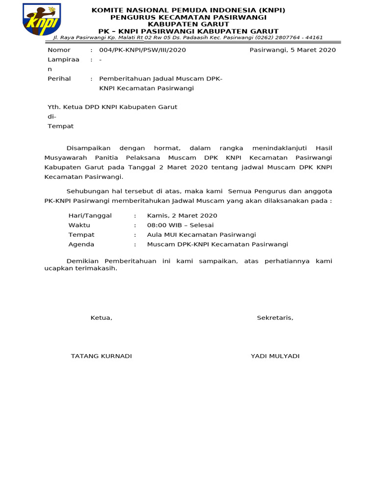 Surat Pemberitahuan | PDF