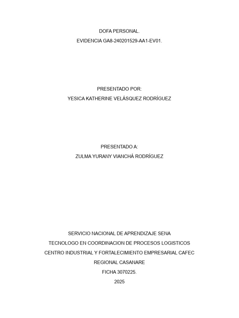 Actividad de aprendizaje GA8-240201529-AA1 | PDF | Análisis FODA | Iniciativa empresarial