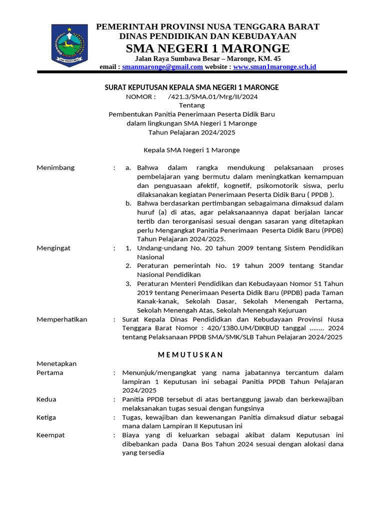 SK PPDB - 2022-2023 Baru | PDF