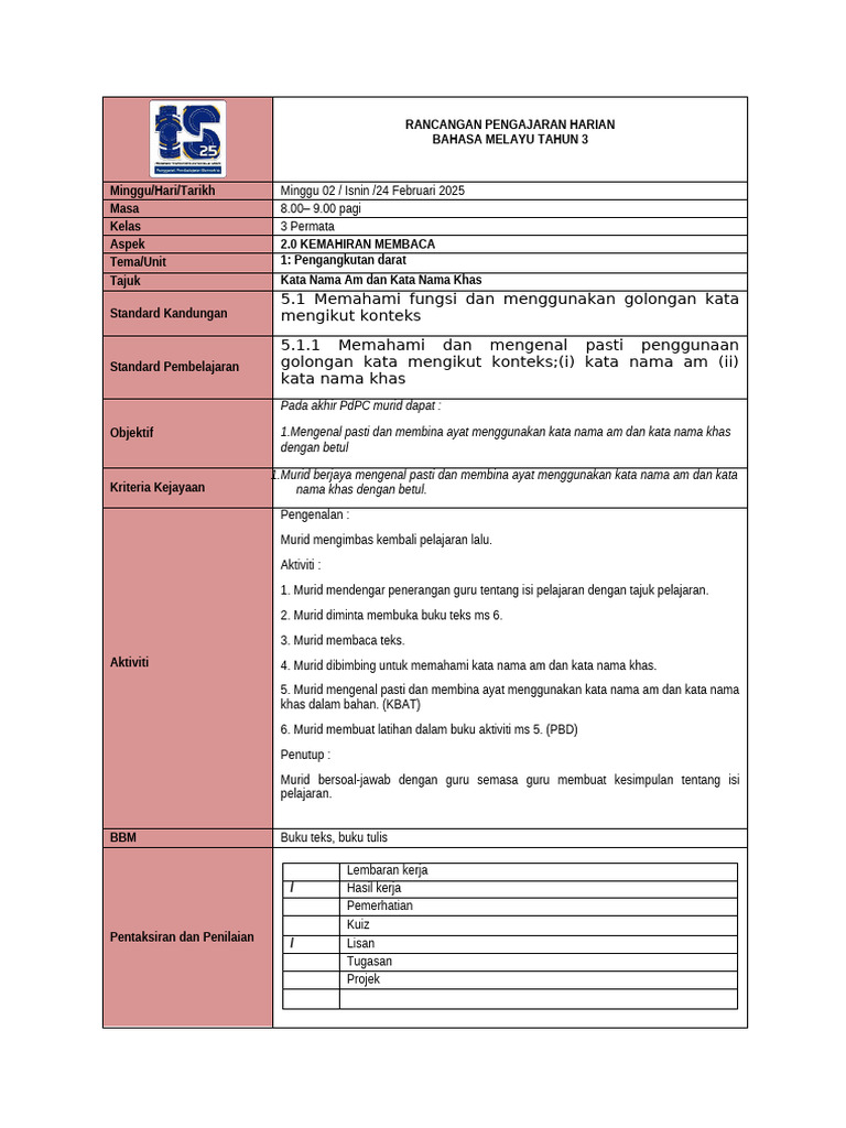 RPH Isnin 24 Feb 2025 | PDF