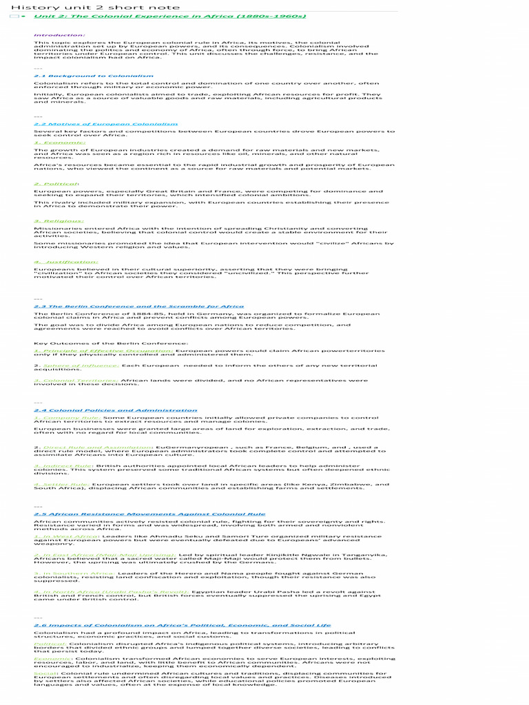 History Unit 2 Short Note | PDF