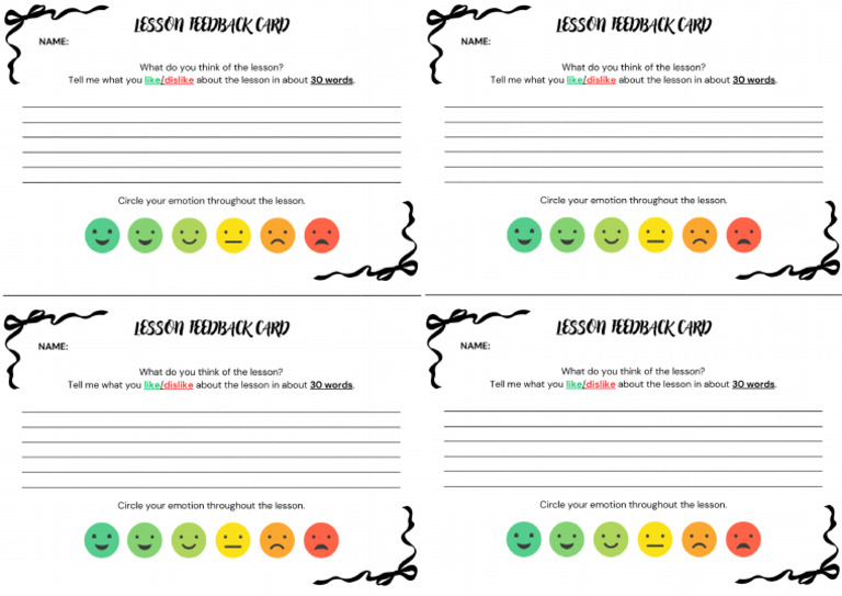 Lesson Feedback Card | PDF