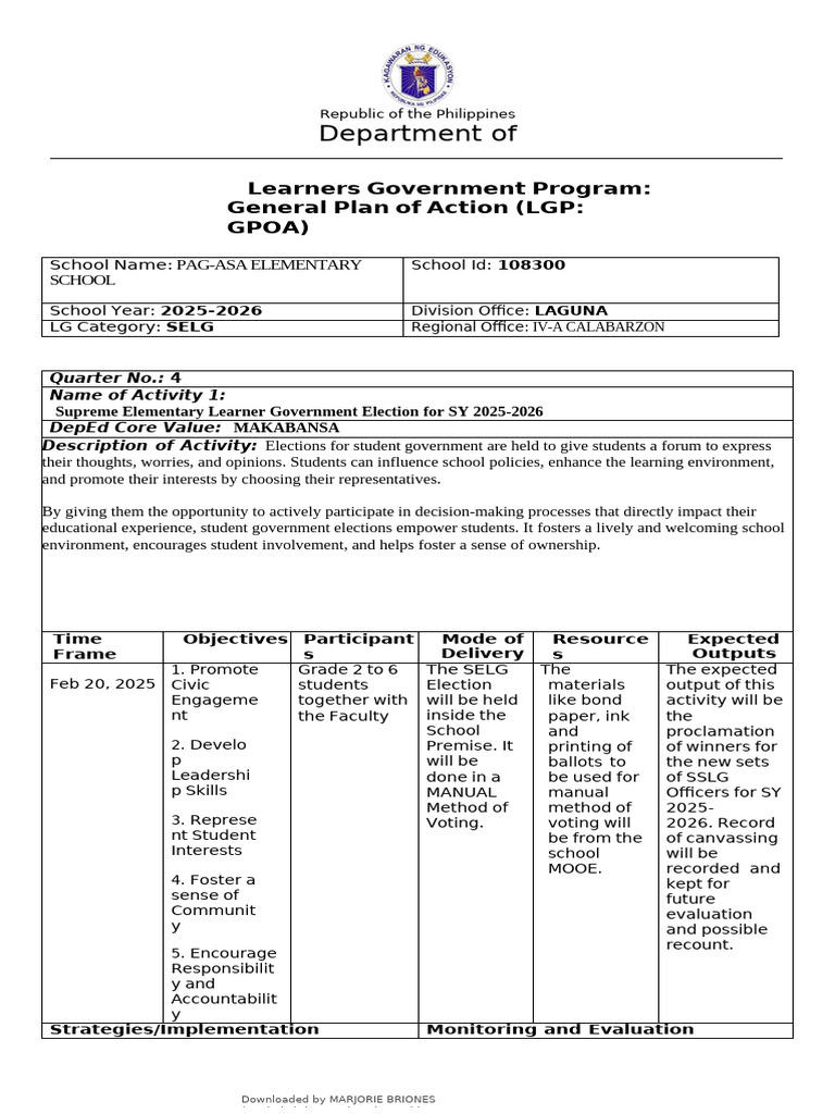lgp-gpoa-PAG ASA ES - SELG 2025-2026 | PDF | Accountability | Political Events