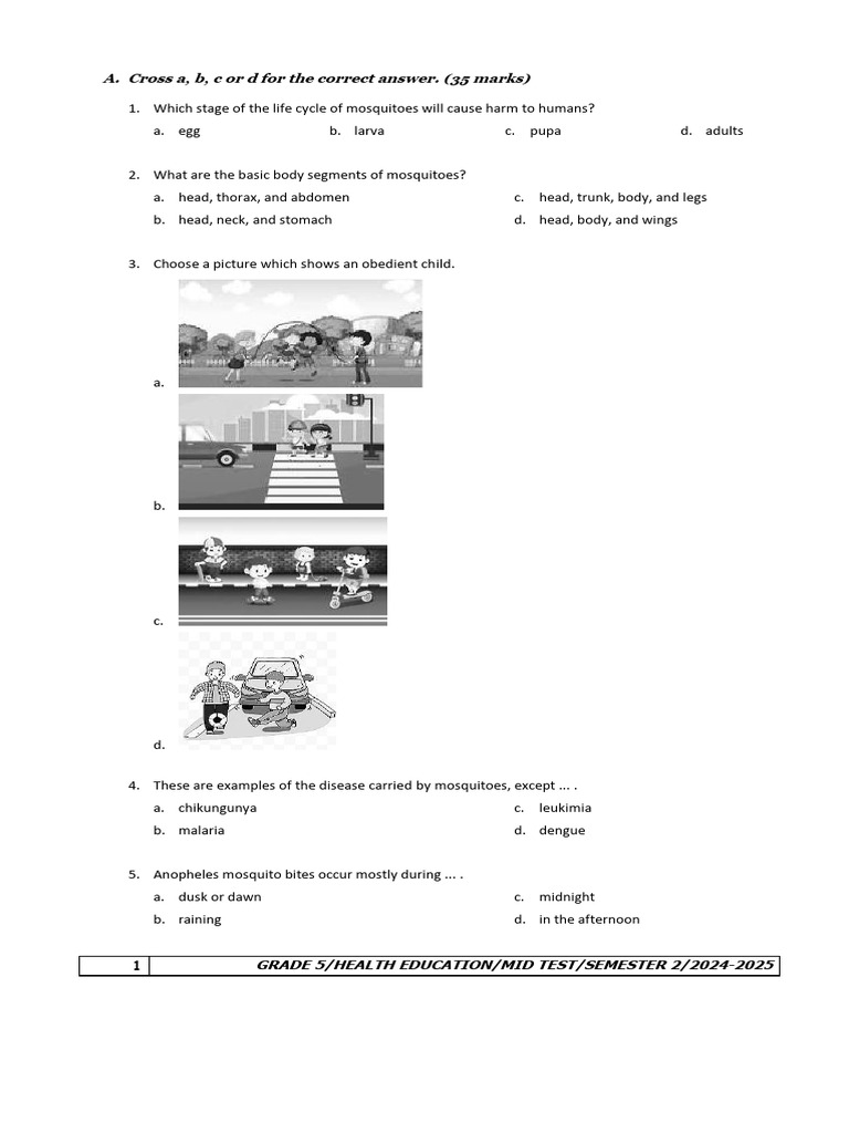 G5 HE MID - Semester 2 - 2024-2025 | PDF | Mosquito | Malaria