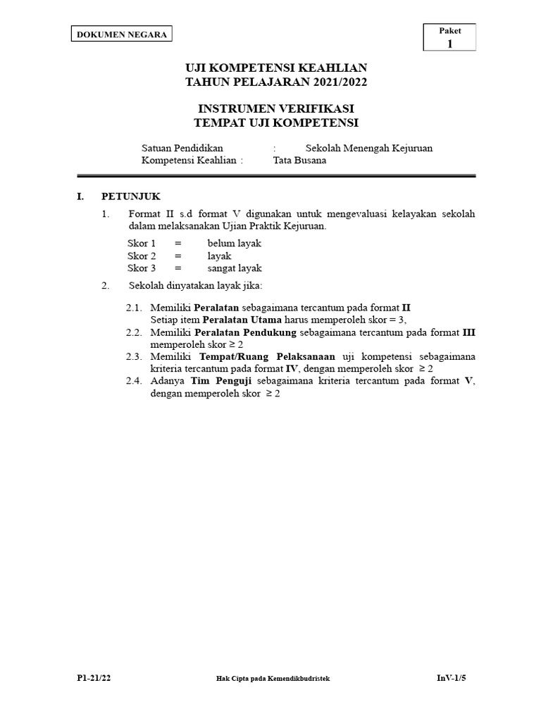 P1 Instrumen Verifikasi TUK Docx - Compressed | PDF