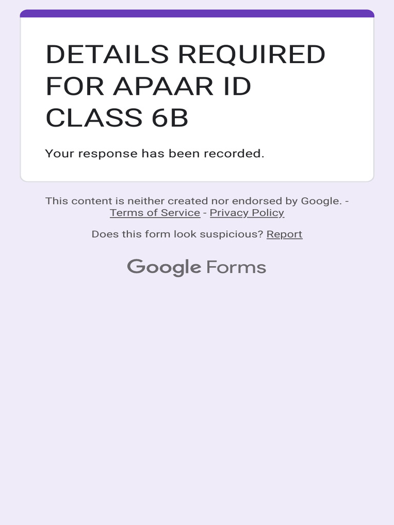 Details Required For Apaar Id Class 6b | PDF
