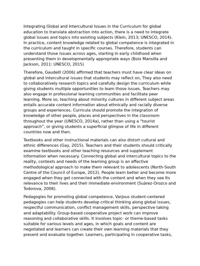 Integrating Global Issues in Education | PDF | Learning | Curriculum