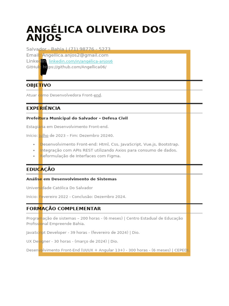 Currículo de Desenvolvedora Front-end | PDF