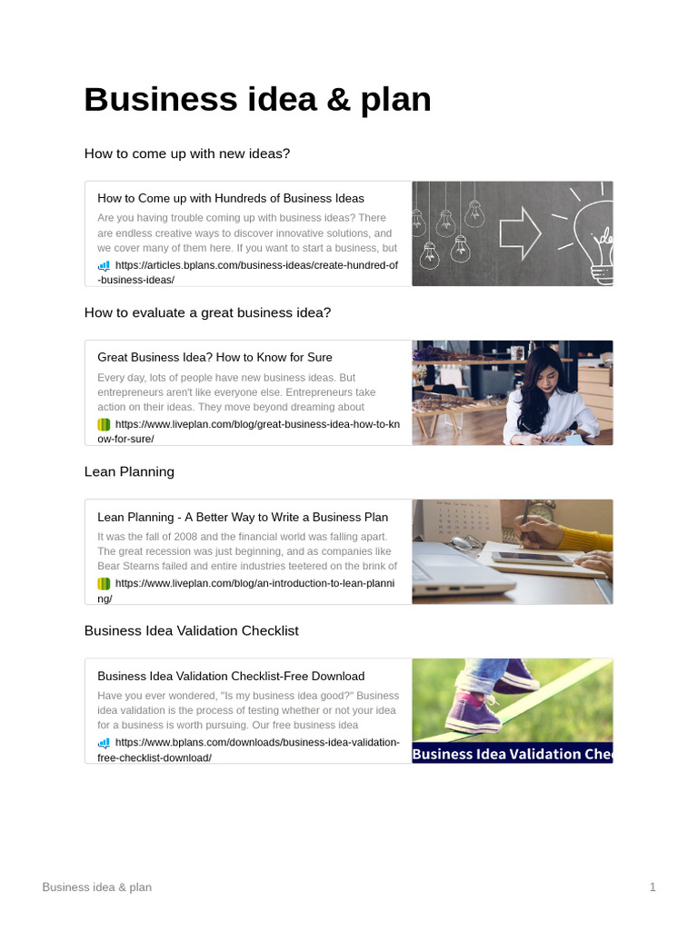 Business Idea Generation and Validation Guide | PDF