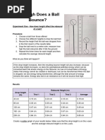 Drop Height vs. Bounce Height Experiment | PDF | Mean | Metre