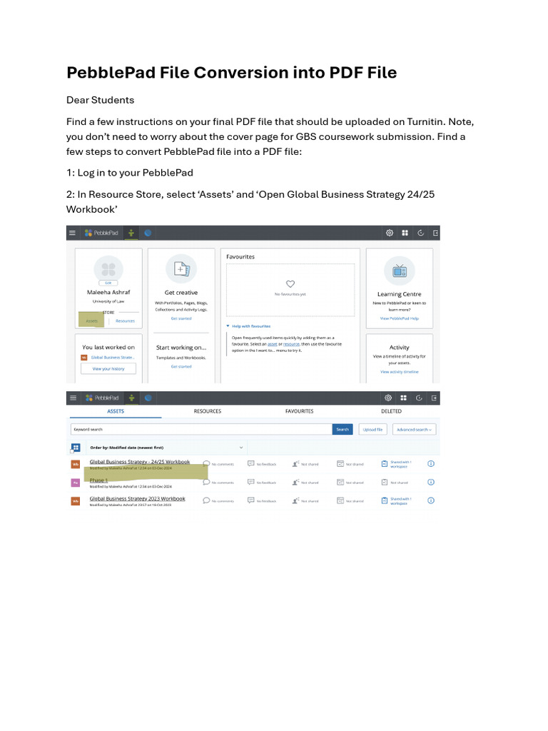 PebblePad File Conversion Into PDF File | PDF