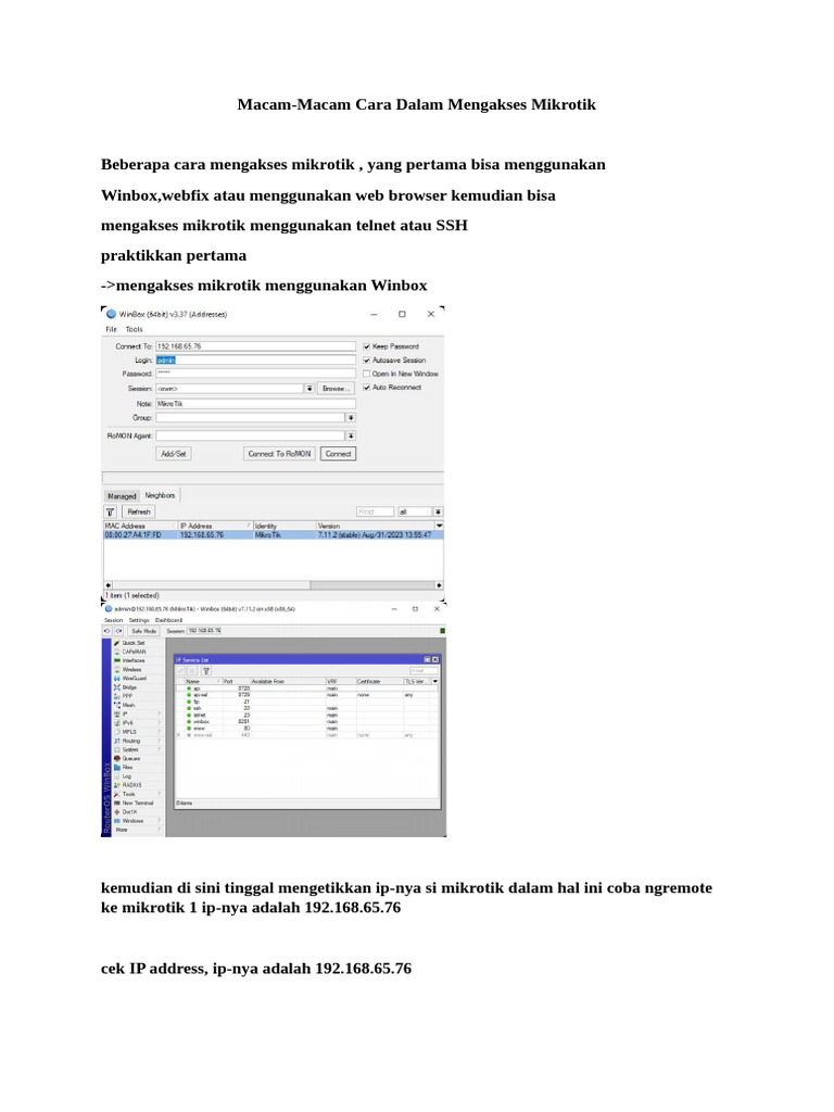 Macam-Macam Cara Mengakses Mikrotik | PDF
