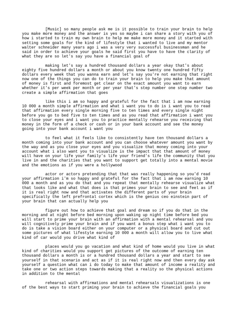 NoteGPT - Train Your Brain To Make More Money - John Assaraf | PDF ...