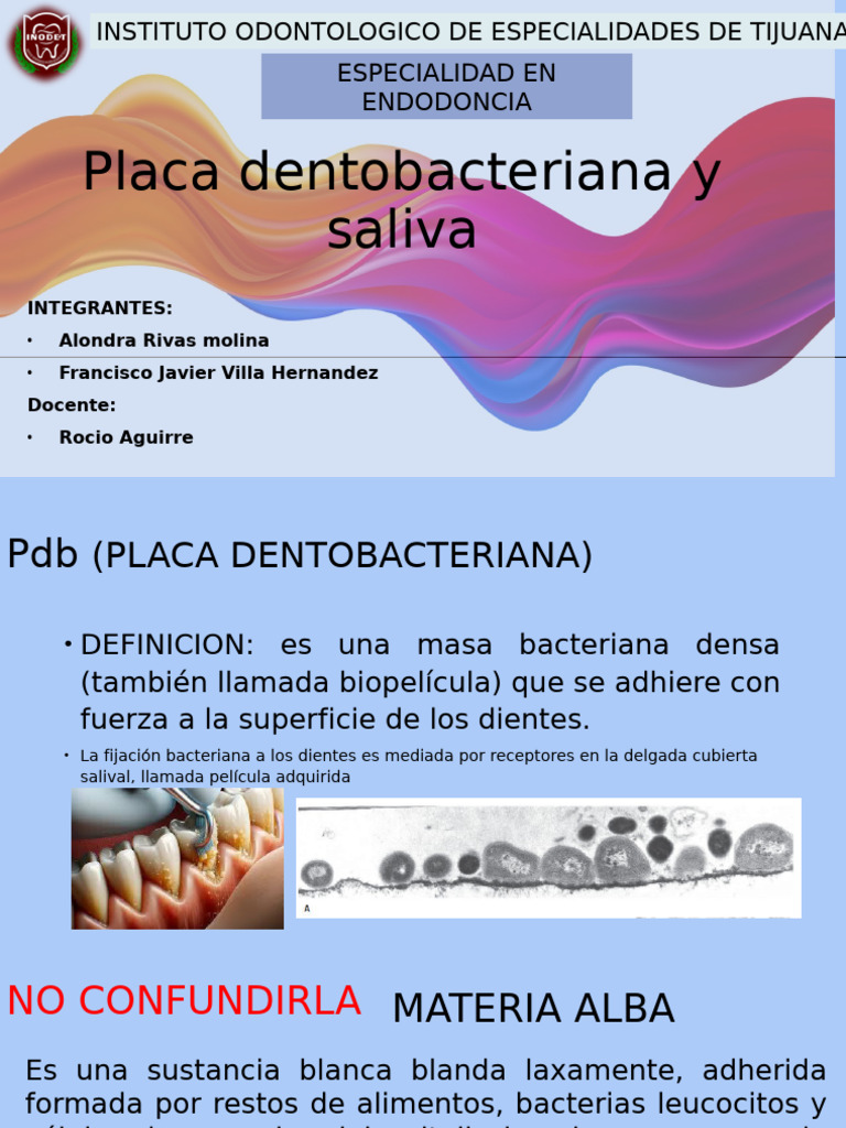 Placa Dentobacteriana y Saliva | PDF | Las bacterias | Biología